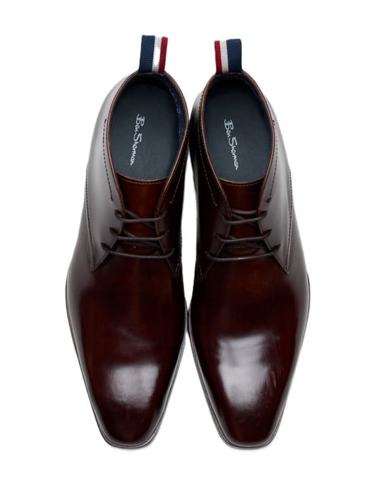 Ben Sherman London Brush Off Leder Herren braune Stiefel